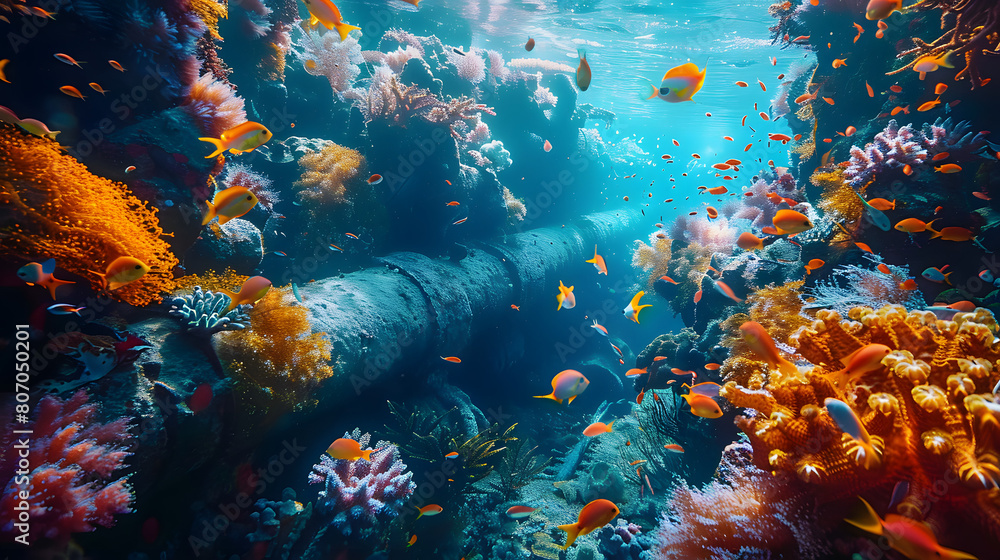 Showcase the underwater environment where submarine cables are ...