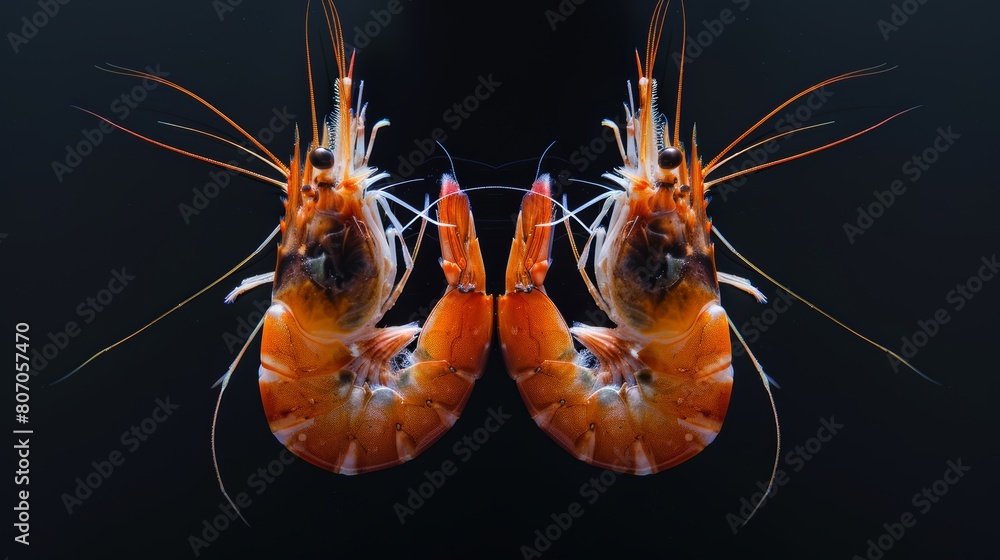 Elegant portrait from above capturing shrimp in a captivating ...