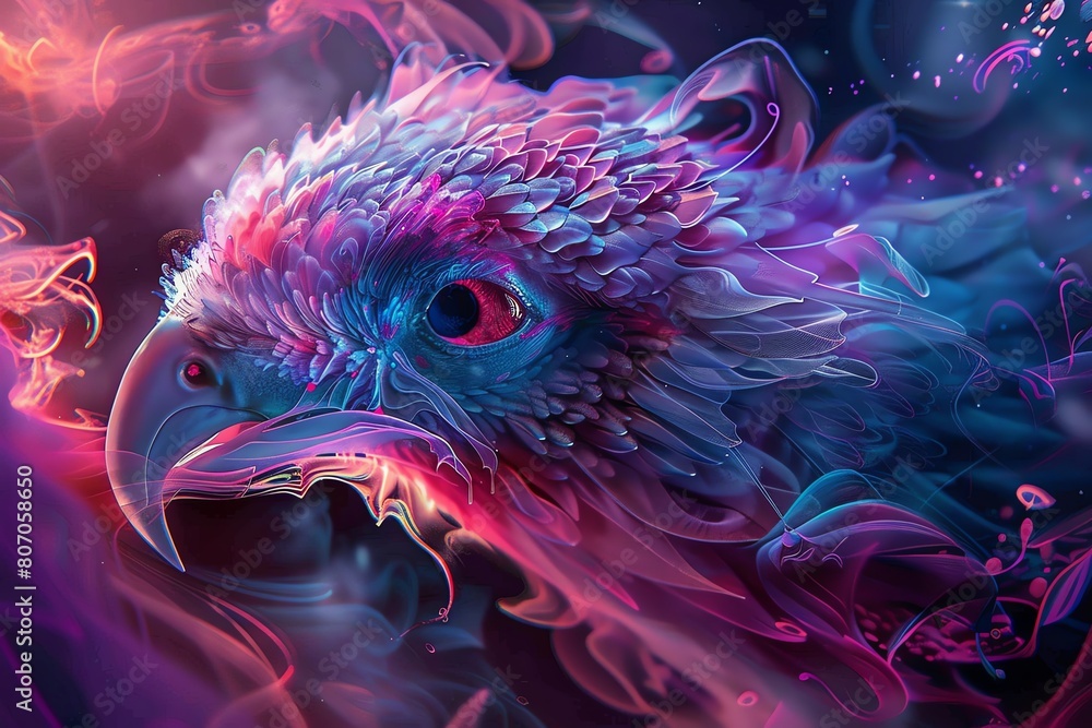 Imagine a birds-eye view of a mythical creature transformed into a ...
