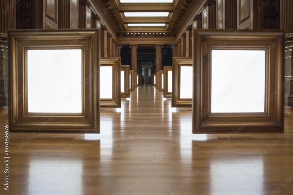 Foto de the series of classic wooden frames, each with a perfectly ...