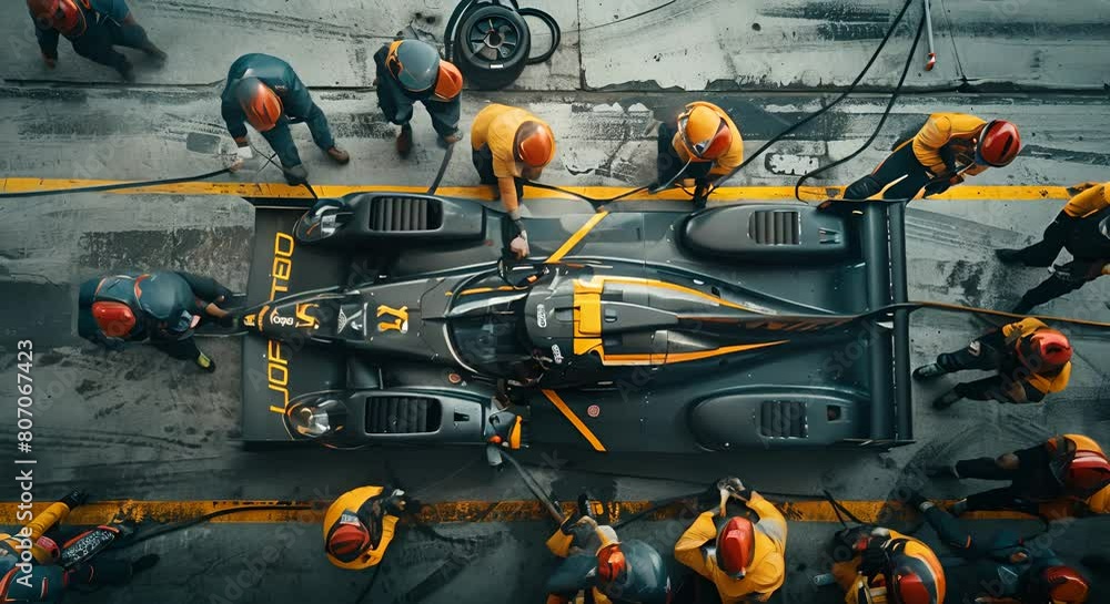 Vidéo Stock Professional pit crew ready for action as their team's race ...