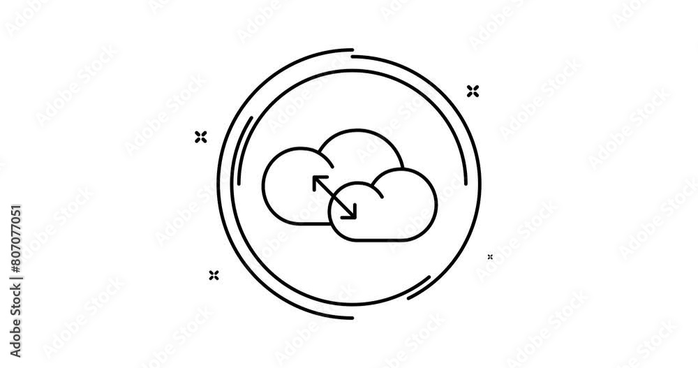 Cloud computing data synchronization animated outline icon with alpha ...