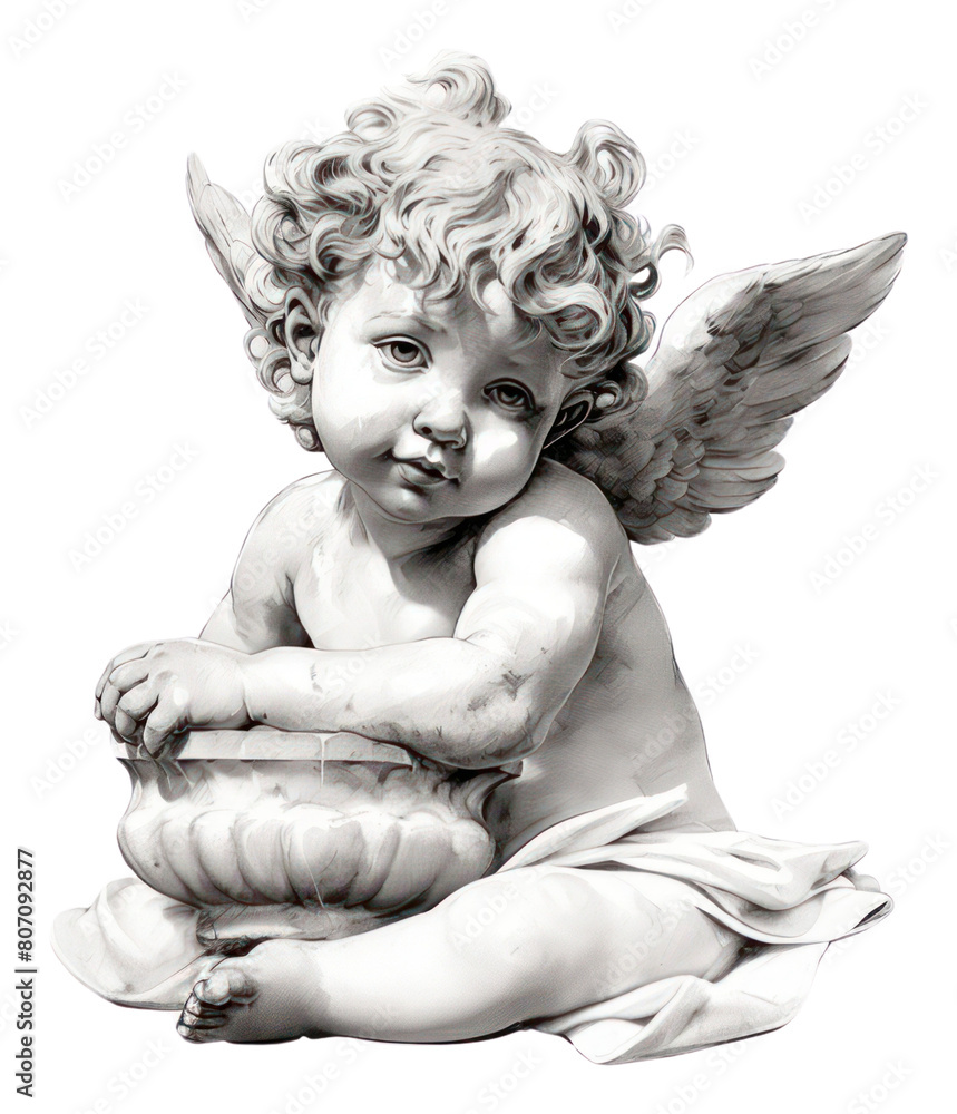 PNG Cherub drawing statue sketch. Stock Photo | Adobe Stock