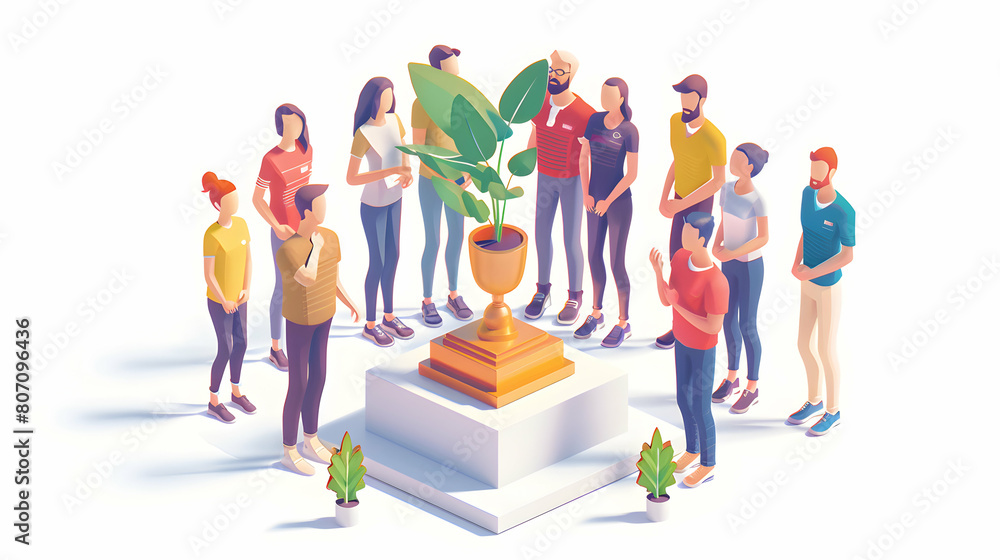 Isometric 3D Flat Icons: Team Management Promotes Appreciation Culture ...