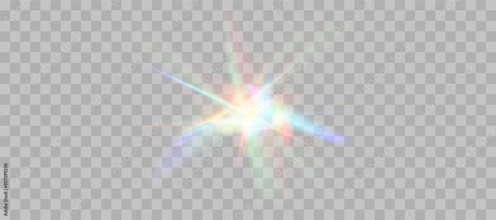 Refraction overlay effect, blurred rainbow. Light lens prism effect on ...