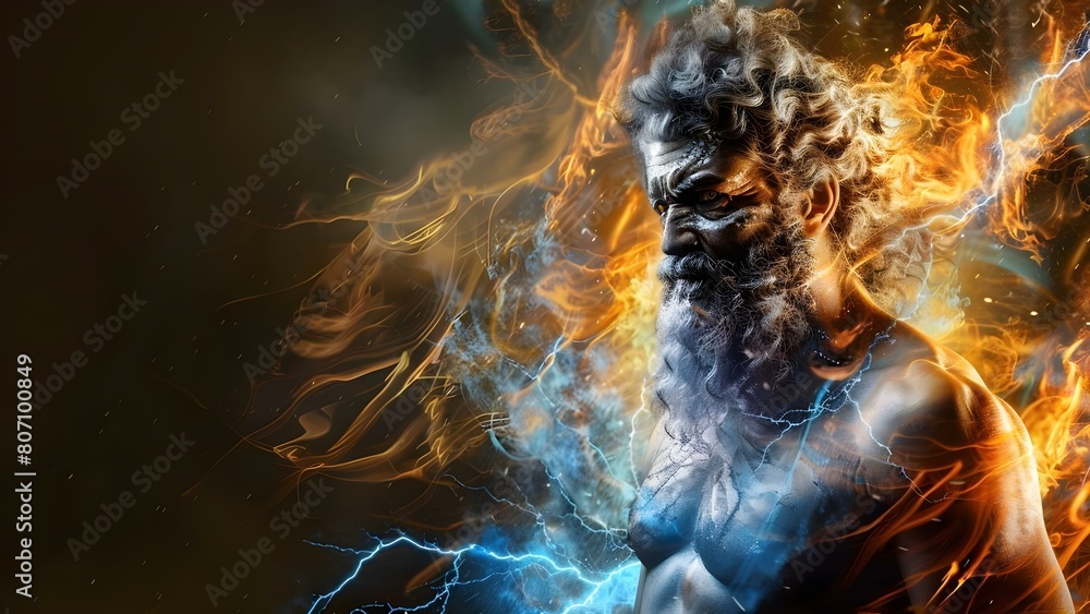 Ancient Greek god Zeus king of gods known for thunder and lightning ...