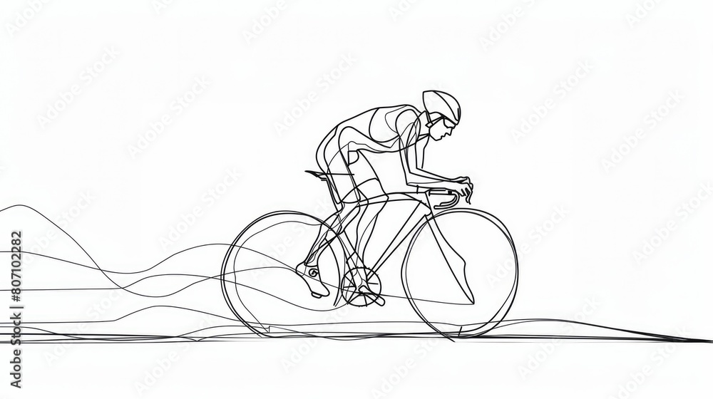 Triathlon. Olympic Sports. Continuous one line drawing of a cyclist on ...