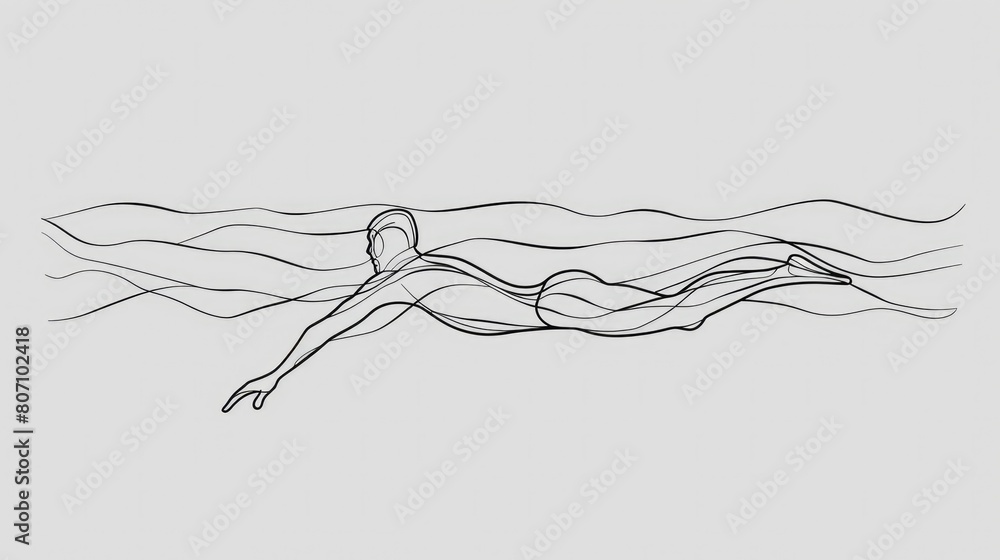 Olympic Sports. Swimming. Sketch of a swimmer on a white background ...