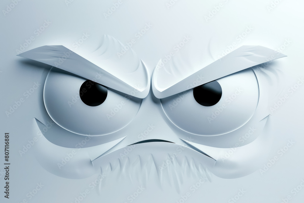 stylized representation of an angry face with a thick eyebrows made ...