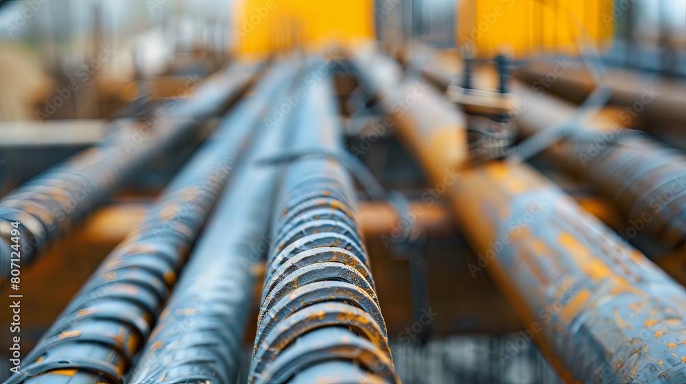 Illustration focusing on reinforcement steel rods and deformed bars in ...