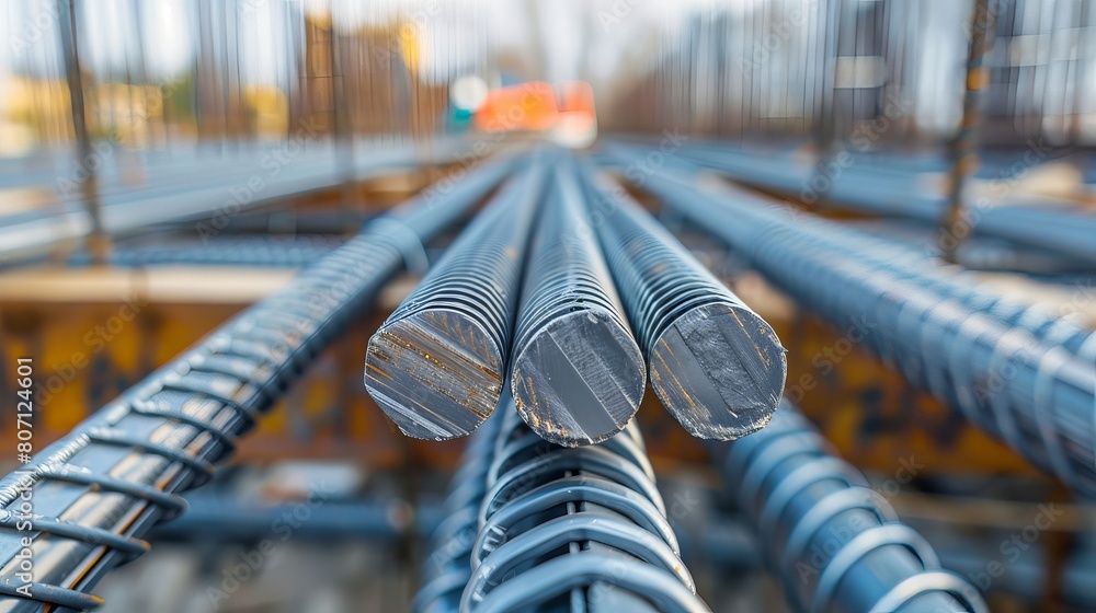 Illustration focusing on reinforcement steel rods and deformed bars in ...