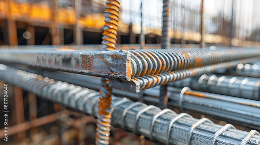 Fotografía Illustration focusing on reinforcement steel rods and ...