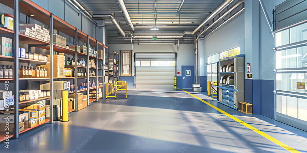 Food delivery dispatch area floor showing a designated area for ...