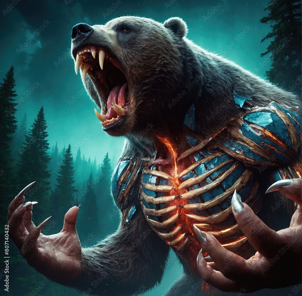 "Grizzly Bear Wallpaper: Dangerous Bears and Large Nails" Stock ...