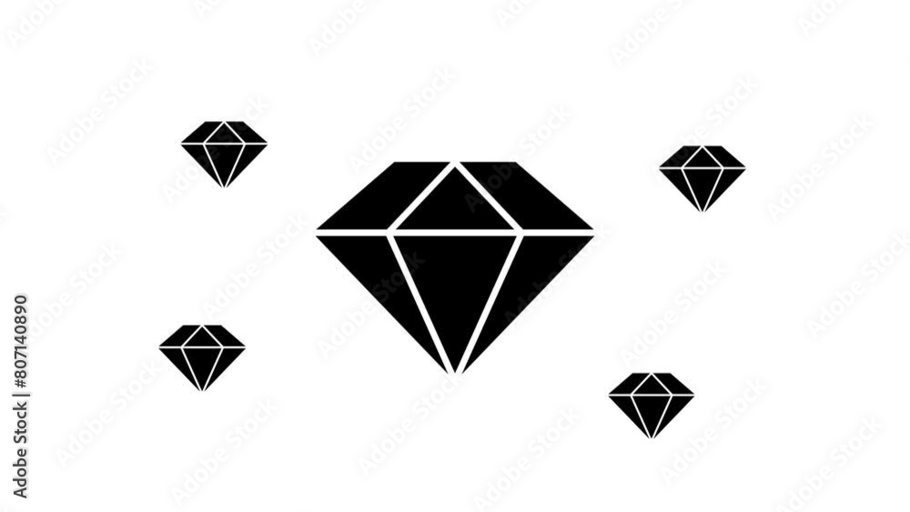Vidéo Stock Zoom in and out animation the diamond symbol. Large black ...