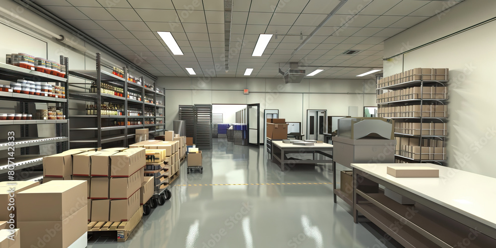 Food Packaging Area Floor: Featuring a designated area for packaging ...