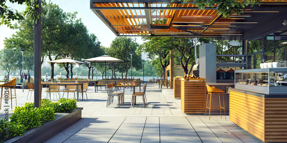 Outdoor Dining Service Area Floor: Displaying a designated area for ...