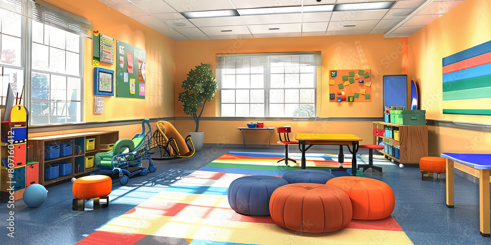 Special Education Classroom Floor: Showing sensory-friendly furniture ...