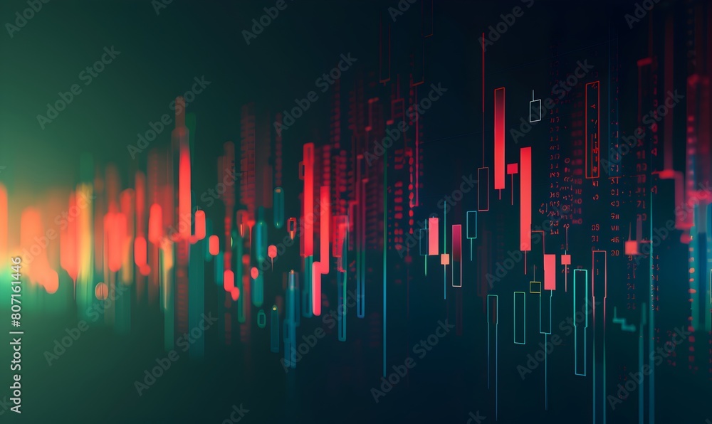 Stock market candlestick chart background with green and red colors ...