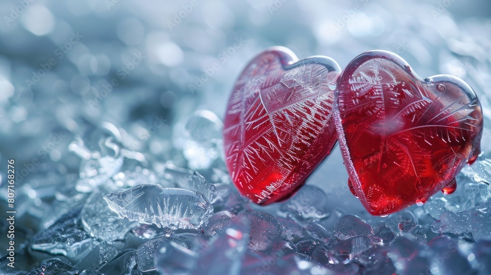 Frozen heart figures in an icy background Stock Photo | Adobe Stock