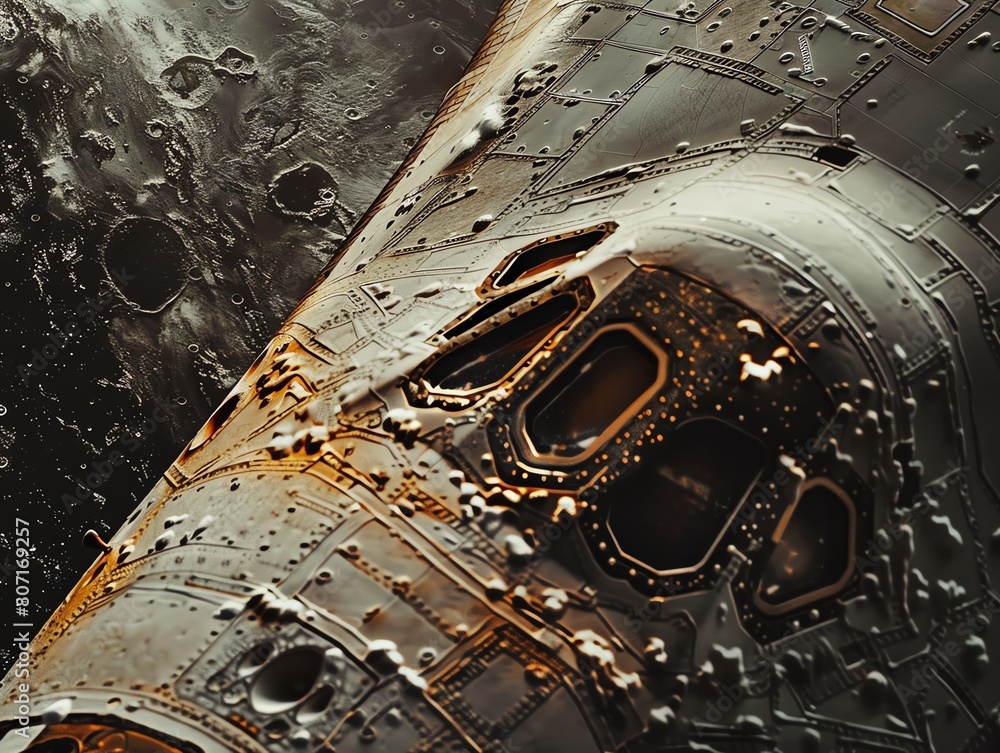 Capture the intricate details of a space shuttles texture in a close-up ...