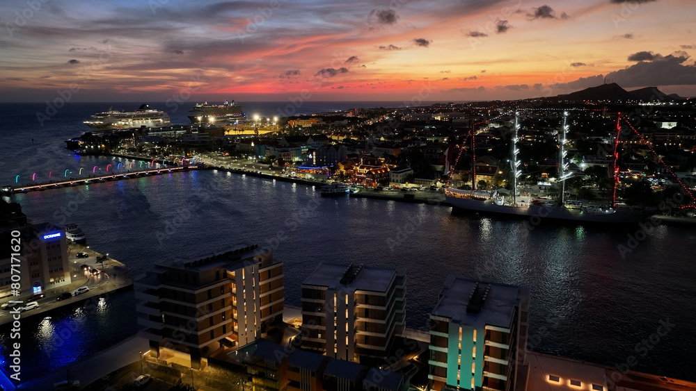 Curacao Skyline At Punda In Willemstad Curacao. Cityscape Skyline ...