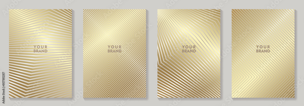 Gold premium cover design set with 3d effect for business, invitation ...