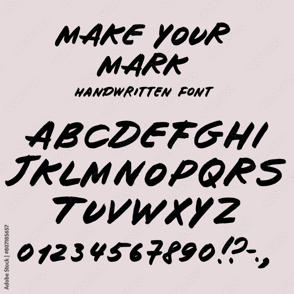 Marker Make your mark letters and symbols set. Hand drawn alphabet ...