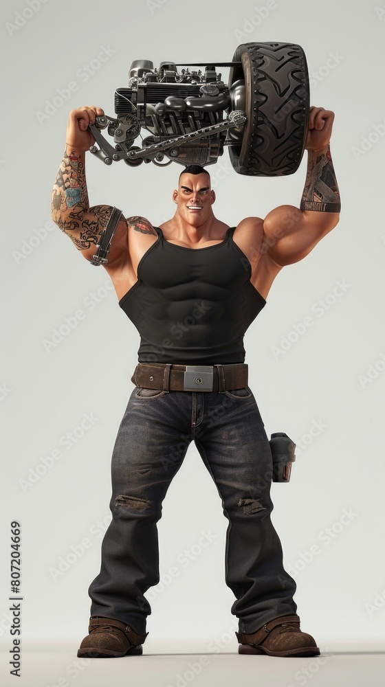 Cartoon digital avatars of Max the Mechanic A muscular and serious ...