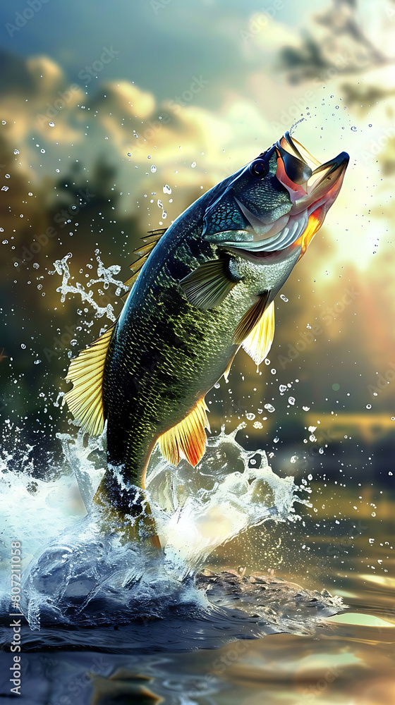 Jumping Bass Fish For Wallpaper Background, Fishing Lovers Image , On ...