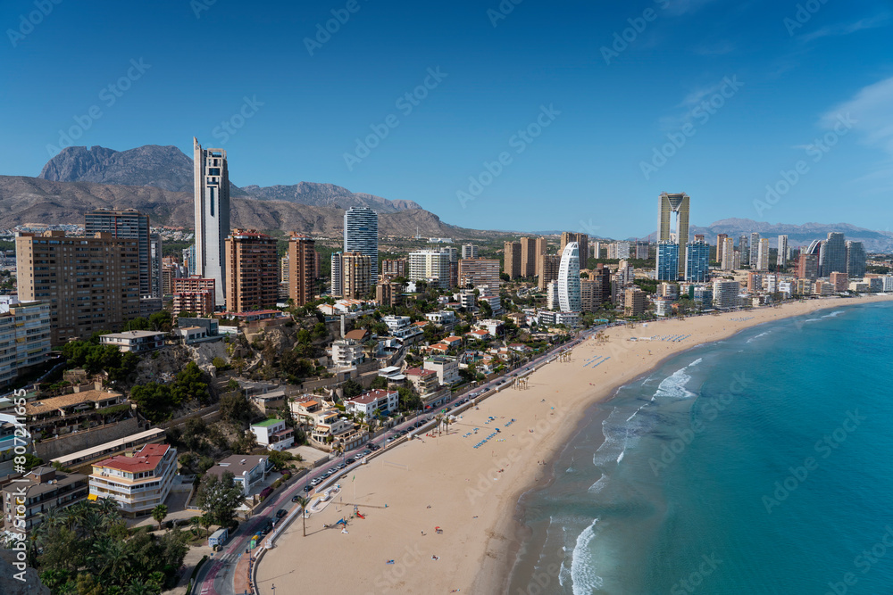 viewpoint called Mirador de l'Ermita Verge del Mar. Benidorm skyline ...