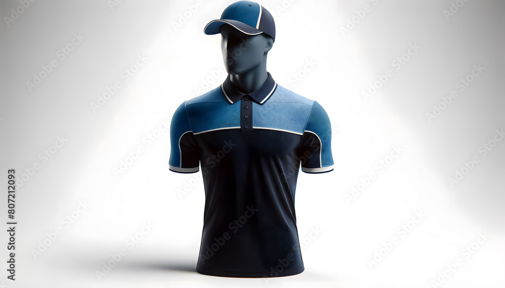 3D Rendering of Polo Shirt and Cap Sports Uniform on White Background ...