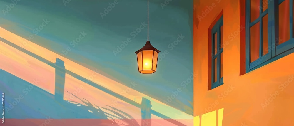Teal lantern radiance casting a beautiful glow, isolated on a white ...