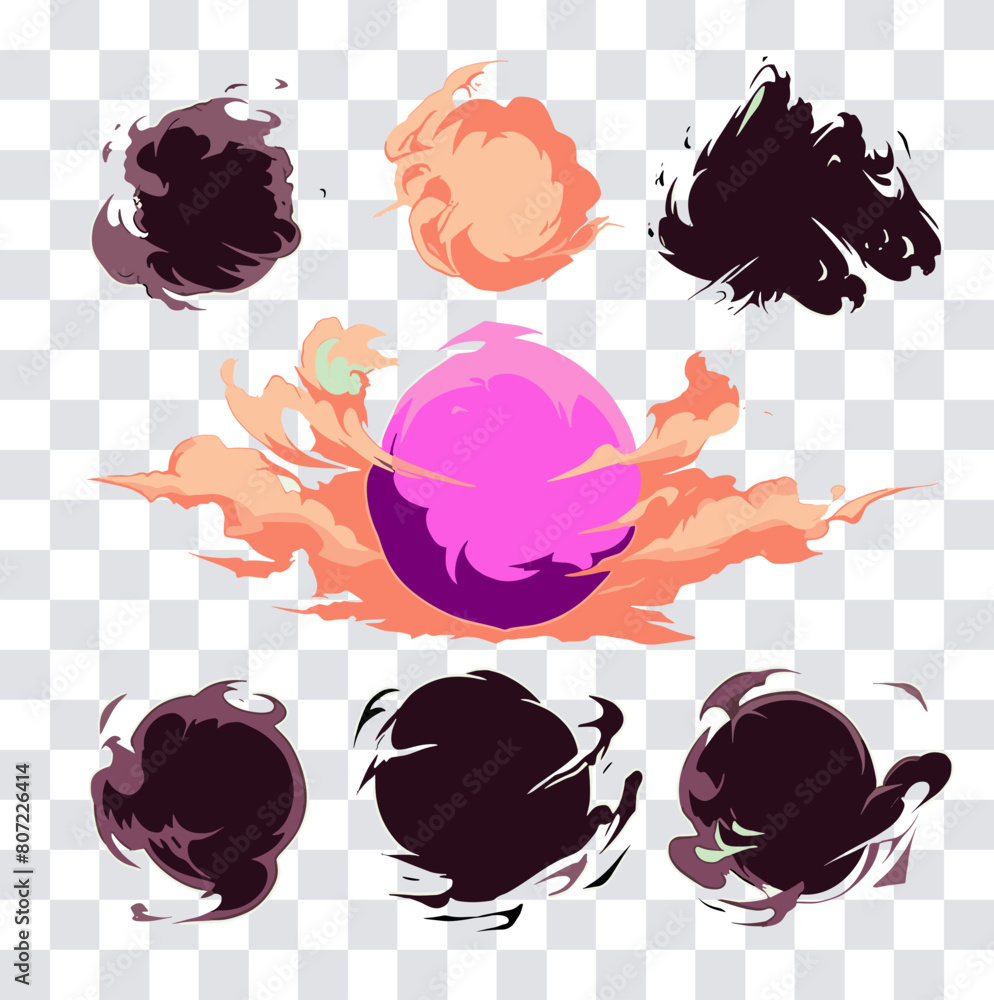 Large set of visual vector cartoon smoke and fire effects, perfect for ...