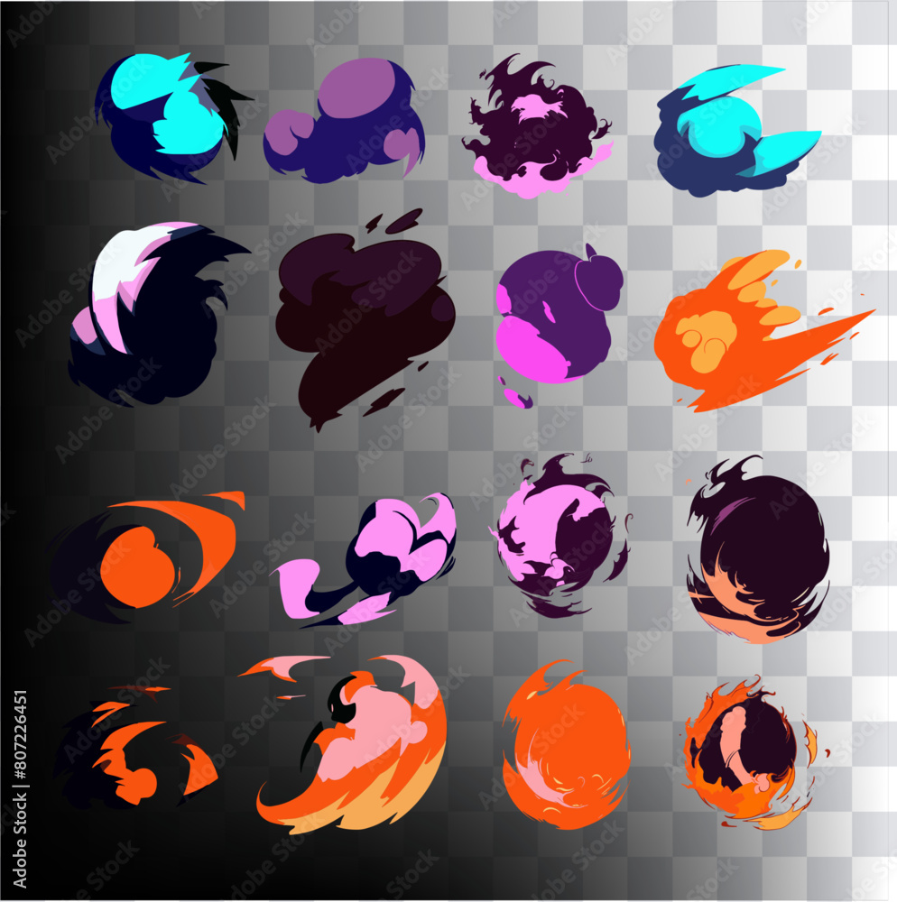 Abstract visual effects of explosions and wind on transparent ...