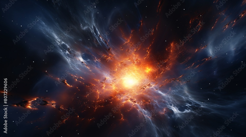 Abstract cosmic background reveals an interstellar explosion. A awesome ...