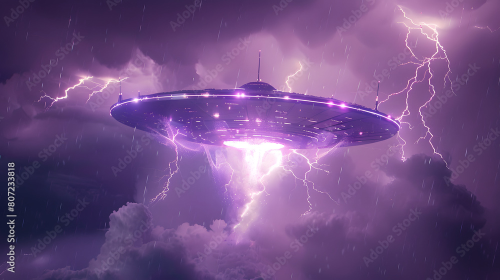 Space exploration modern background design with an alien ship in cosmos ...