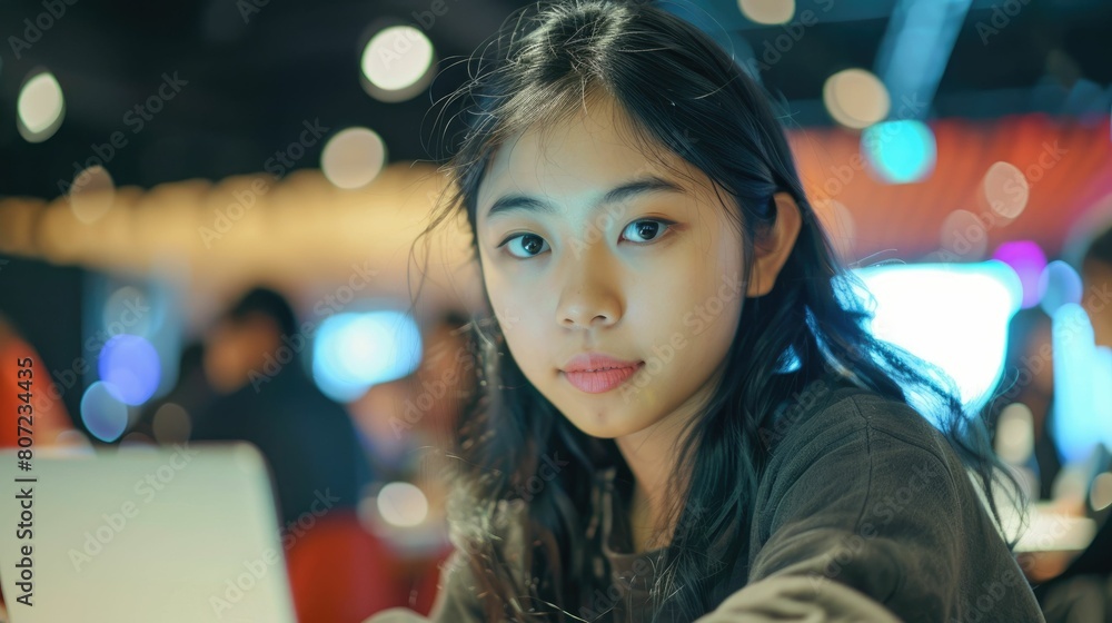 The Picture Of The East Asian Girl Is Working As The Coding Programmer