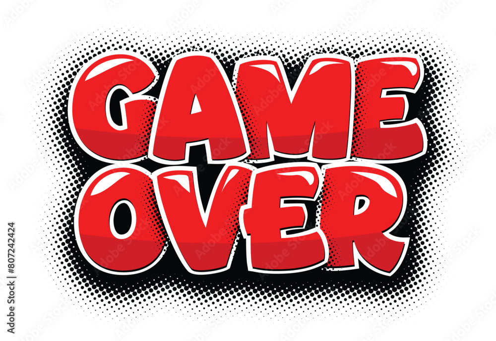 Game Over icon for UI game. Vector cartoon design header on transparent ...
