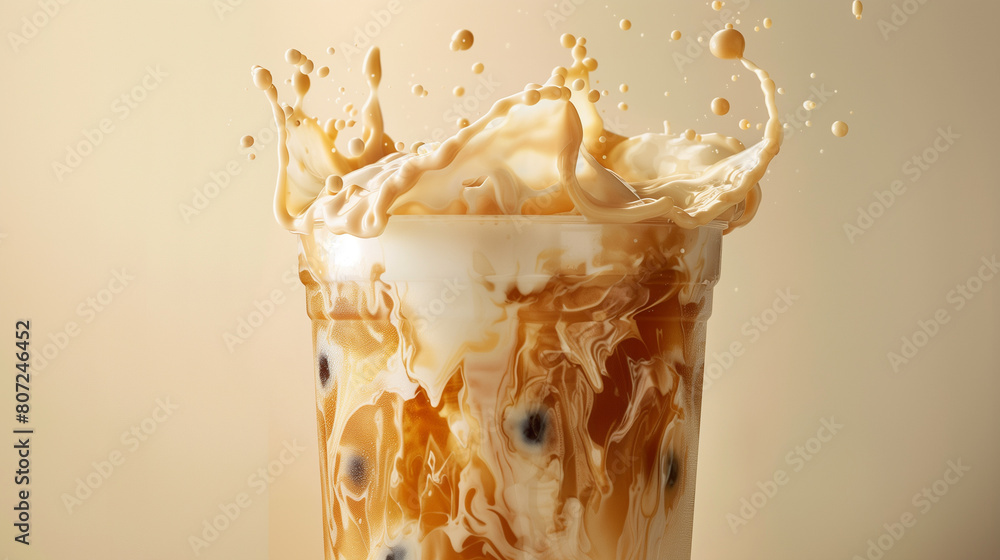 Boba. Experience the Joy of Bubble Tea: A Close-Up View of Frothy Brown ...
