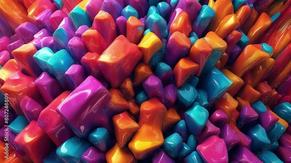 A colorful video of many different colored cubes. The cubes are all ...