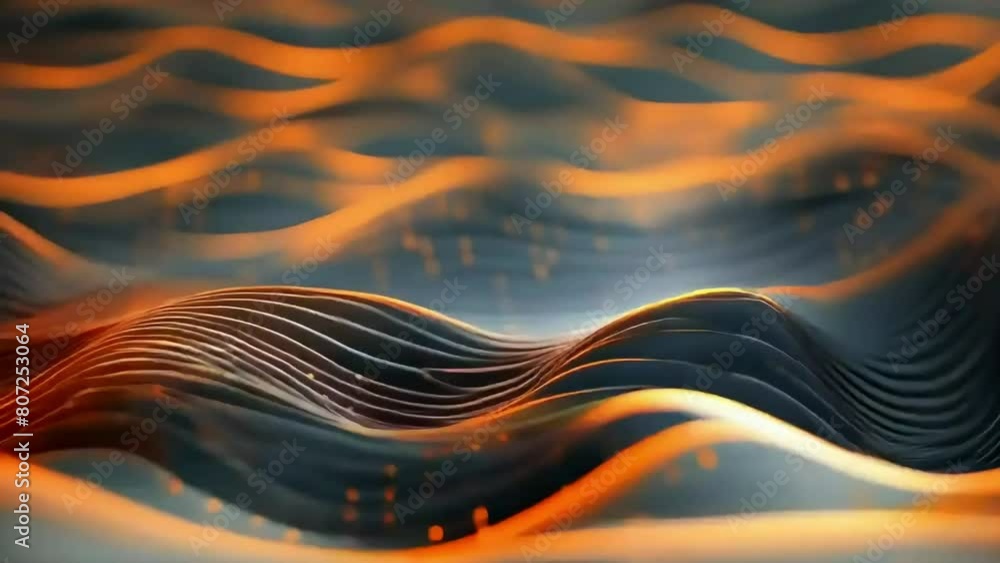 A black and orange wave with a fiery glow. The image is of a lava wave ...