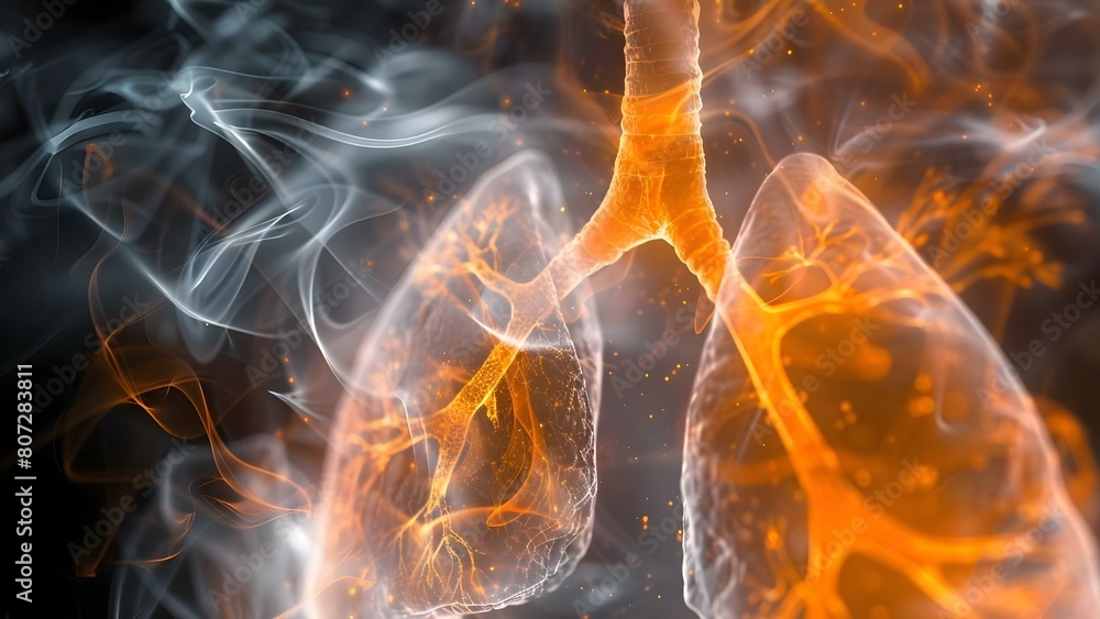 Enhanced 3D MRI scan of lungs using color coding for detailed structure ...
