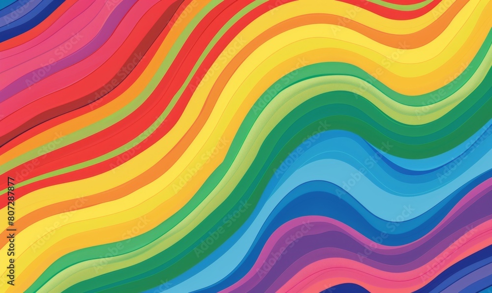 wavy rainbow pattern in rainbow colors without shadows or gradients ...