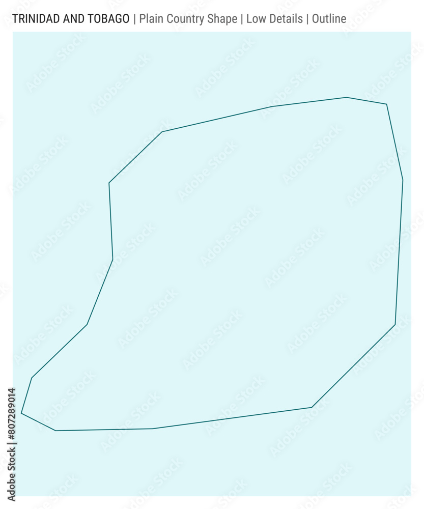 Trinidad and Tobago plain country map. Low Details. Outline style ...