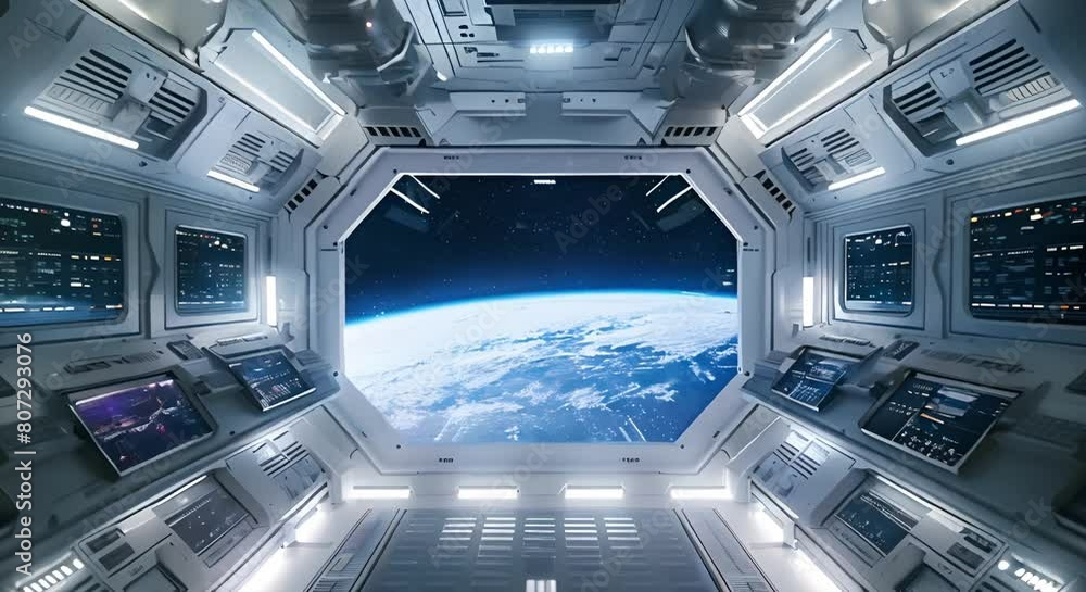 Futuristic Space Station Interior: High-Tech Control Panels, Ambient ...