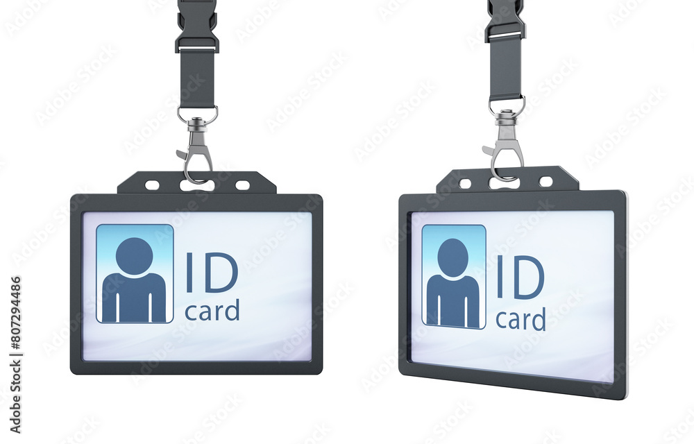 ID cards with people silhouette isolated on transparent background. 3D ...