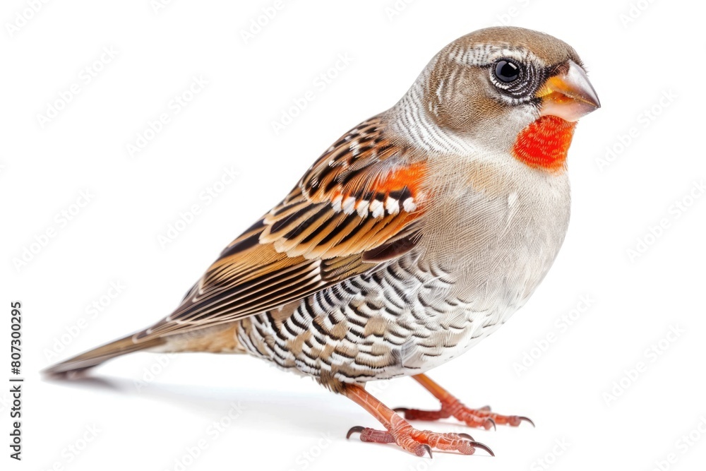 Zebra Finch Standing Alone Against a White Background: Full-length ...