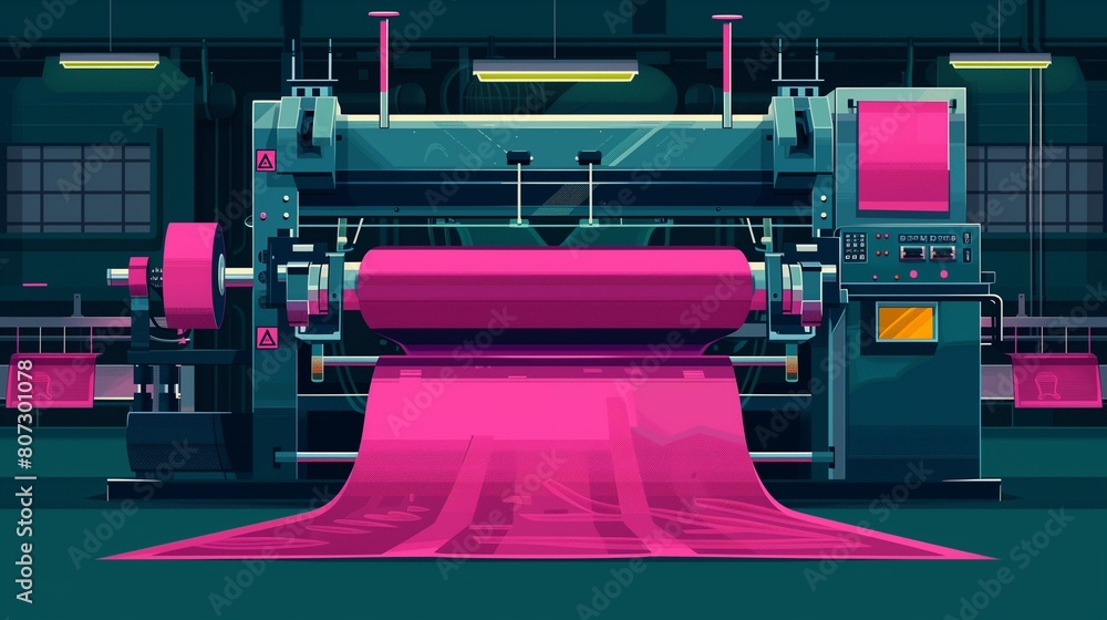 Flat solid color illustration of a bright fuchsia textile dyeing ...
