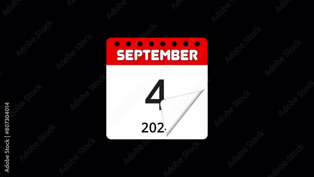 Monthly calendar, tear-off calendar animation for September 2024 ...